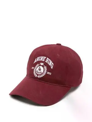ANINE BING Logo Embroidered Baseball Cap - Red