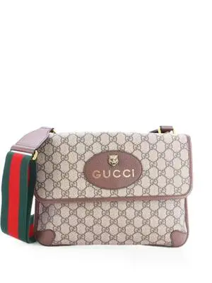 Gucci Neo Vintage Flap Messenger Gg Coated Canvas Medium Crossbody Bag - Brown