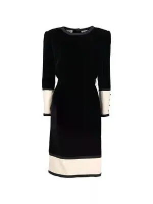 Valentino Garavani Color-block Velvet Dress - Black