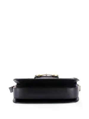 Gucci Horsebit 1955 Gg Denim Small Shoulder Bag - Black