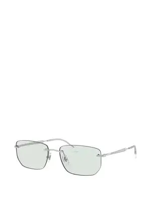 Ray-ban Tone Rectangle Rimless Sunglasses With Transitions Lenses