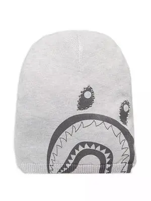A BATHING APE Shark Motif Beanie Hat - Grey