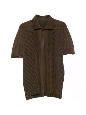 Issey Miyake Pleated Short-sleeve Polo Shirt - Green