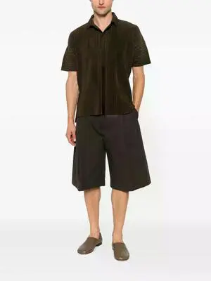 Issey Miyake Pleated Short-sleeve Polo Shirt - Green