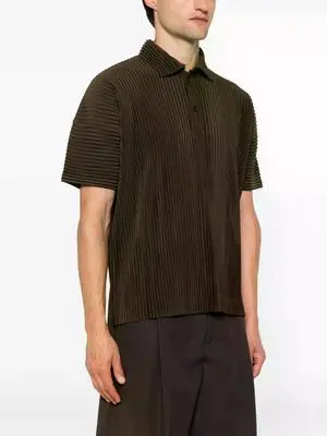 Issey Miyake Pleated Short-sleeve Polo Shirt - Green