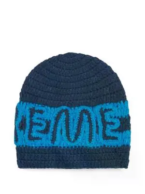 Supreme Crochet Knit Logo Beanie - Blue