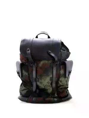 LOUIS VUITTON Christopher Limited Edition Camouflage Monogram Nylon With Leather Pm Backpack - Black