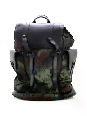 LOUIS VUITTON Christopher Limited Edition Camouflage Monogram Nylon With Leather Pm Backpack - Black