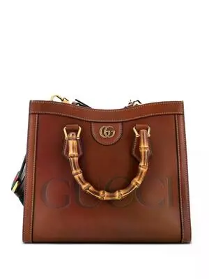 Gucci Diana Nm Logo Bamboo Handle Tote Embossed Leather Small Shoulder Bag