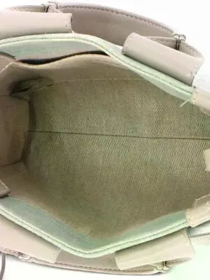 Chloé Woody Convertible Linen And Leather Small Tote Bag - Grey