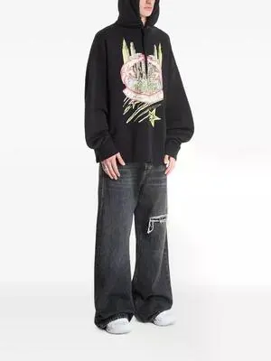 Off-White Graphic Print Loose-fit Hoodie - Black