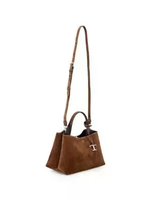 TOD'S T Timeless Suede Tote Bag - Brown