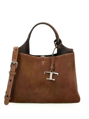 TOD'S T Timeless Suede Tote Bag - Brown