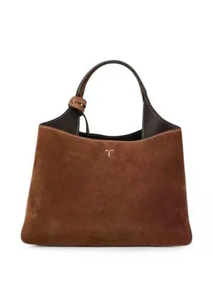 TOD'S T Timeless Suede Tote Bag - Brown