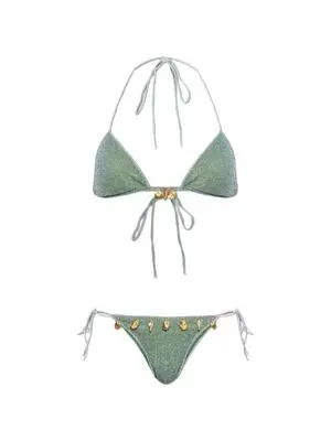 Oseree Lumiere Beads Charm-detail Bikini - Green