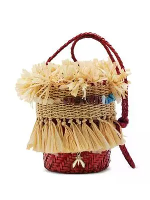 PATRIZIA PEPE Patrizia Pepe Raffia Fringe Bucket Bag