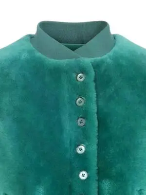 Alexander McQueen Shearling-texture Button-up Bomber Jacket - Green