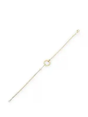Cartier 18k Yellow Diamond Pave Logo Circle Pendant Cable-link Bracelet