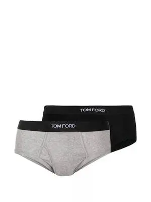 TOM FORD Logo-waistband Briefs - Grey