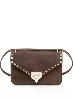 Valentino Garavani Small Rockstud Suede Shoulder Bag - Brown