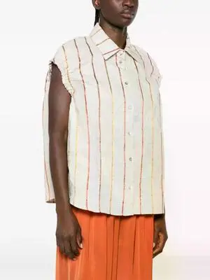 VICOLO Stripe-print Ruffled Shirt