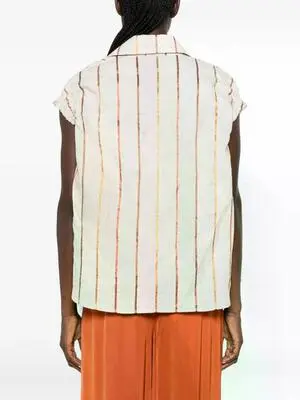VICOLO Stripe-print Ruffled Shirt