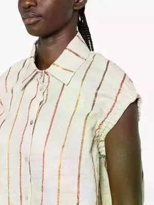 VICOLO Stripe-print Ruffled Shirt