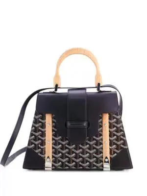 Goyard Saigon Top Handle Bag Coated Canvas With Leather Pm Satchel - Black