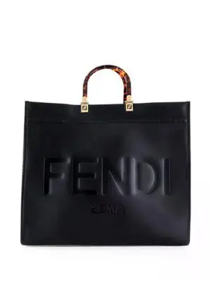 Fendi Sunshine Shopper Leather Tote Bag - Black