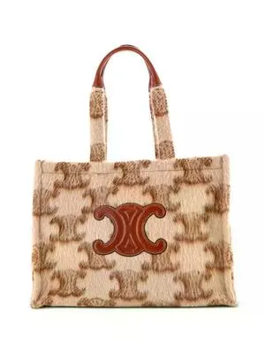 Celine Cabas Thais Triomphe Wool Large Tote Bag - Brown