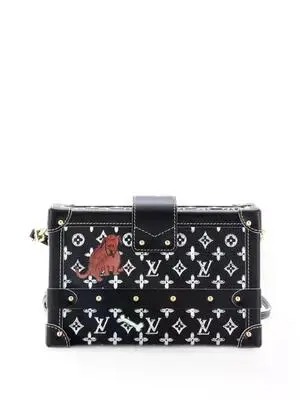 LOUIS VUITTON Petite Malle Handbag Limited Edition Grace Coddington Catogram Canvas Shoulder Bag - Black