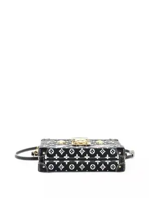 LOUIS VUITTON Petite Malle Handbag Limited Edition Grace Coddington Catogram Canvas Shoulder Bag - Black