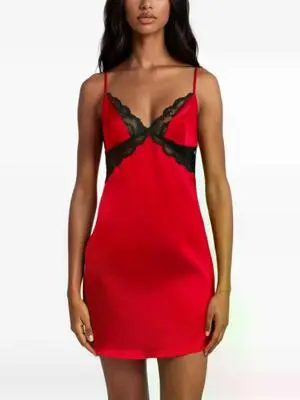 GILDA & PEARL Lace-trimmed Silk Satin Nightdress