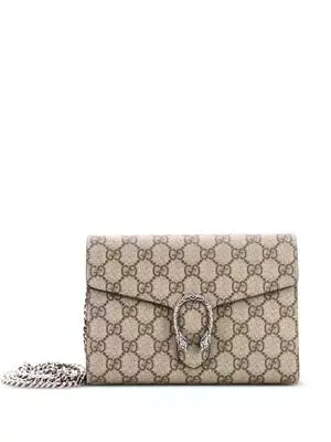Gucci Dionysus Chain Wallet Gg Coated Canvas Small Crossbody Bag - Brown