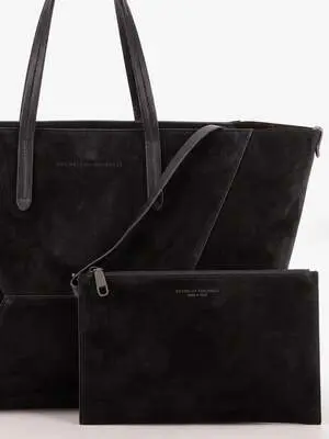 Brunello Cucinelli Bc Duo Suede Shoulder Bag With Engraved Logo