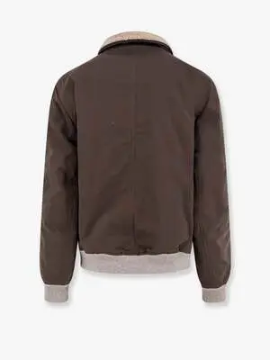 Brunello Cucinelli Cotton Blend Jacket With Fur Collar