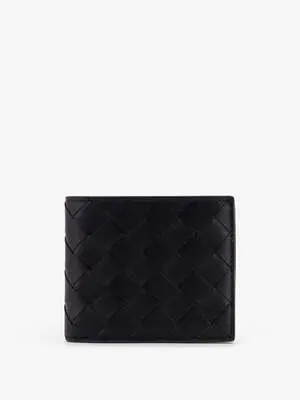 Bottega Veneta Leather Wallet With Intrecciato Pattern - Black