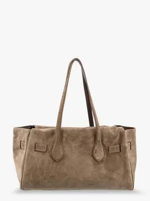 Brunello Cucinelli Suede Shoulder Bag With Logo Padlock Detail