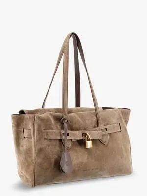 Brunello Cucinelli Suede Shoulder Bag With Logo Padlock Detail
