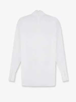 Brunello Cucinelli Cotton Blend Shirt With Monili Detail - White
