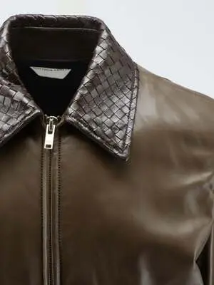 Bottega Veneta Leather Jacket With Ibntrecciato Detail