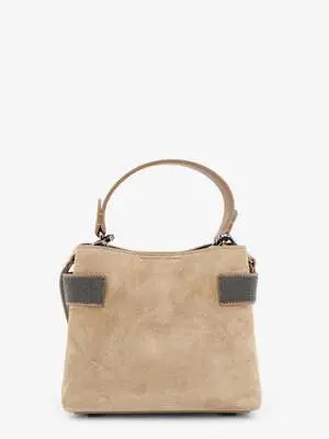 Brunello Cucinelli Suede Shoulder Bag With Monili Detail