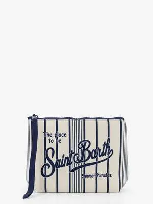 MC2 SAINT BARTH Aline Scuba Clutch With Striped Pattern And Grosgrain Side Tie