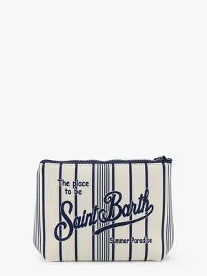 MC2 SAINT BARTH Aline Scuba Clutch With Striped Pattern And Grosgrain Side Tie