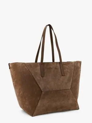 Brunello Cucinelli Bc Duo Suede Shoulder Bag With Engraved Logo