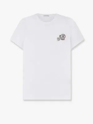 Moncler Cotton Tshirt With Logo Patch - White
