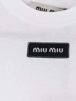 Miu Miu Cotton Tshirt With Embroidered Logo On The Front