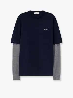 Miu Miu Blend Of Virgin Wool, Cashmere And Silk Sweater - Blue