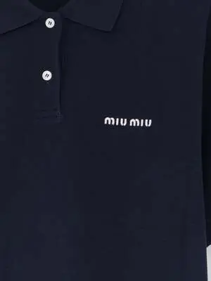 Miu Miu Cotton Polo Shirt With Front Embroidered Logo