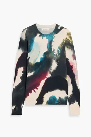 Alexander McQueen Tie-dye Cotton Sweater With Ribbed Trims